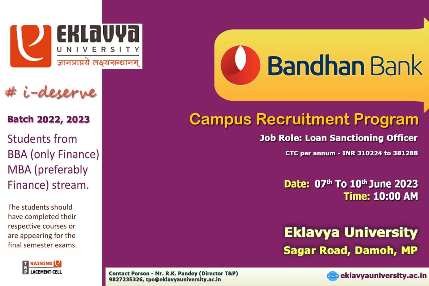Campus Recruitment Program - Eklavya University